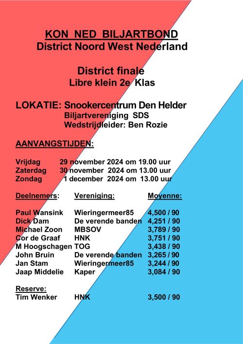 Welkom - KNBB District Noord West Nederland